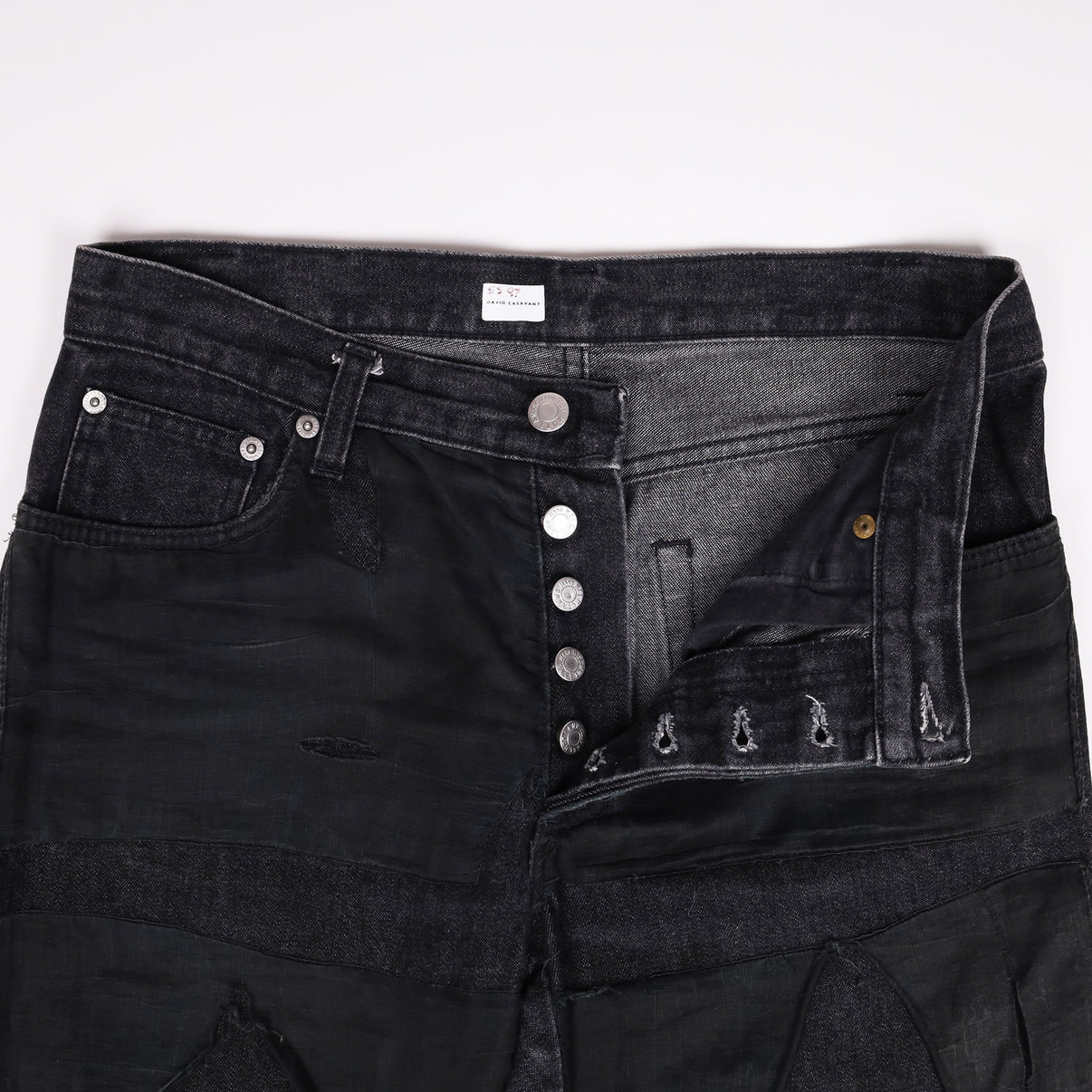 Helmut Lang Spring / Summer 1997 Distressed Panel Black Jeans – david ...