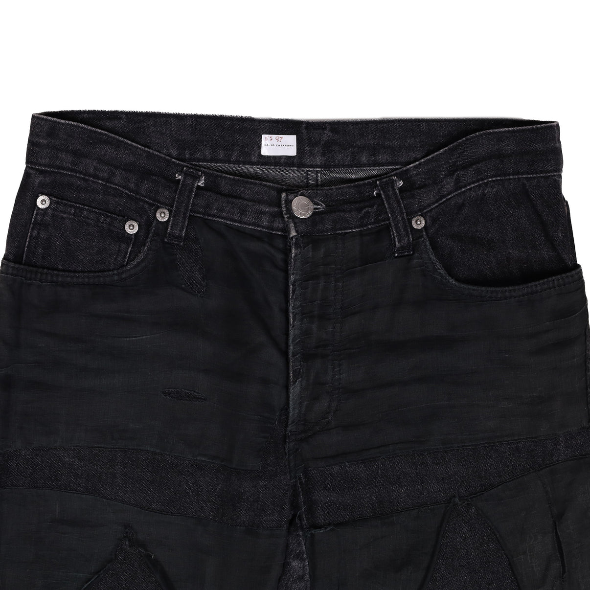 Helmut Lang Spring / Summer 1997 Distressed Panel Black Jeans – david ...