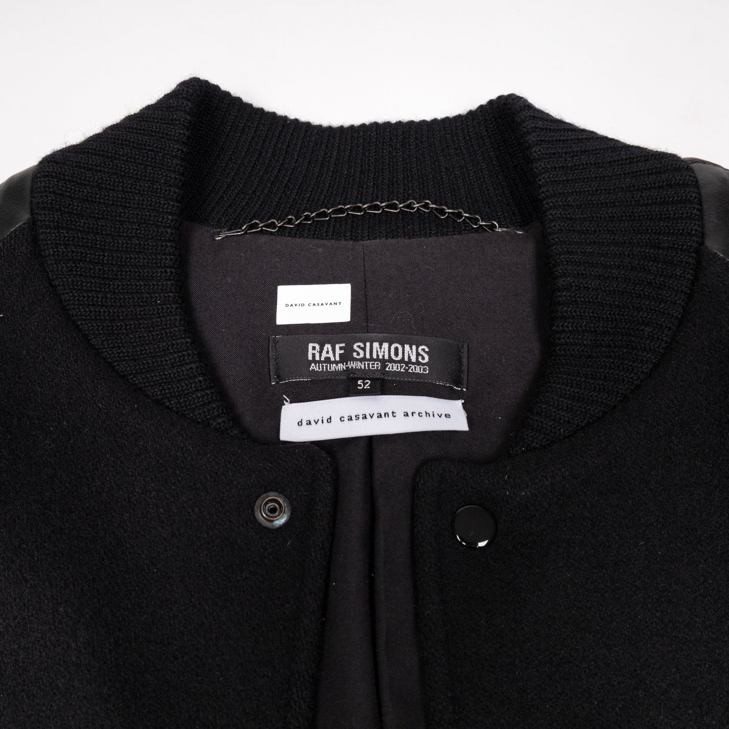 Raf Simons Autumn / Winter 2002 “Virginia Creeper” Varsity Black Lette ...
